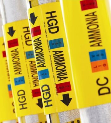 Ammonia and Refrigeration pipe labels from MSC - Marking Services Canada